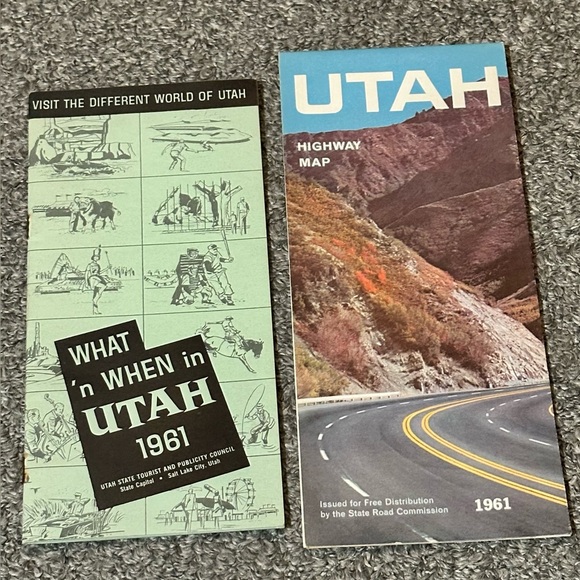 Other | Vintage 1961 Utah Highway Map And What When Tourist Travel ...